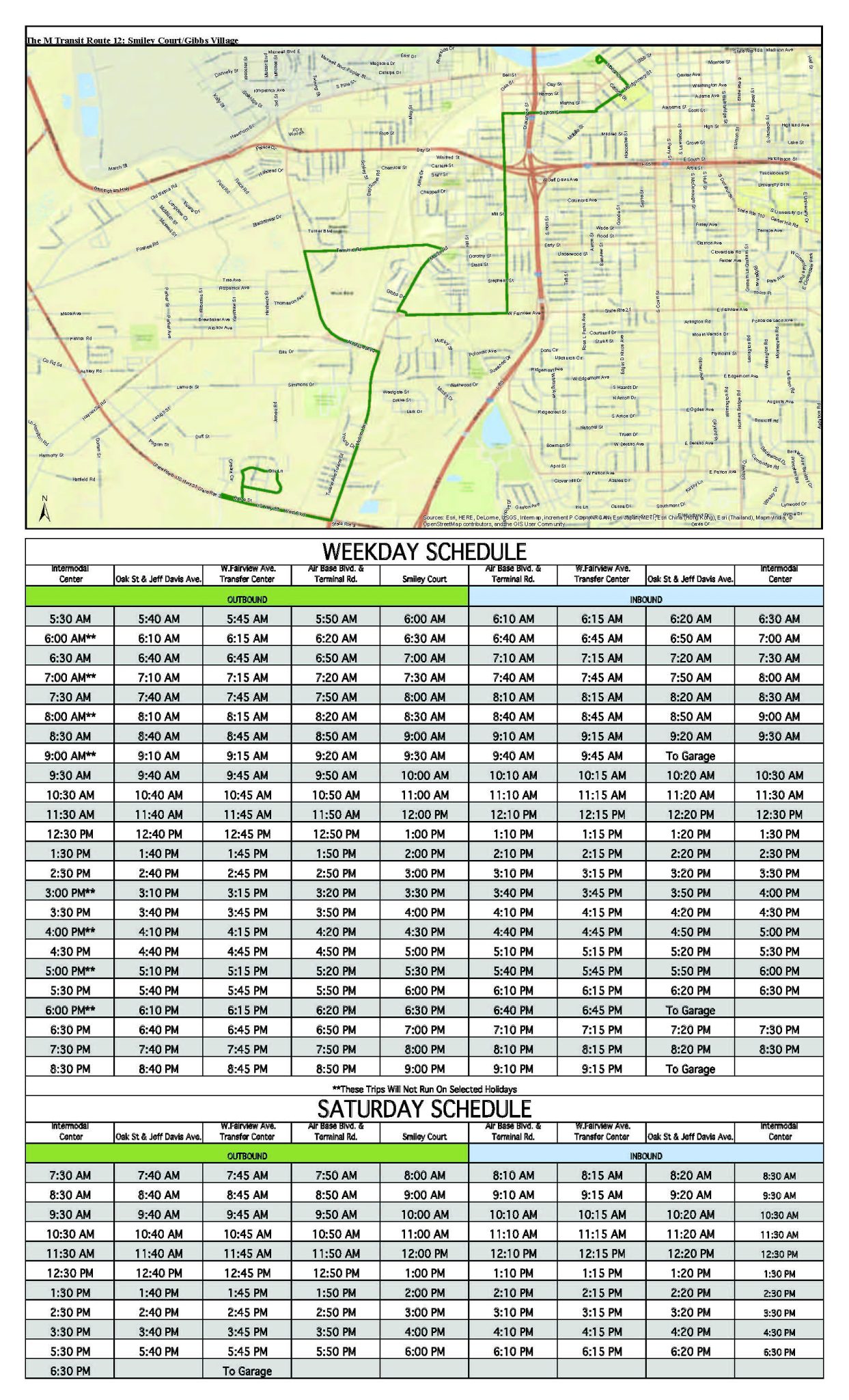 Route 12 Smiley Court Gibbs Village – Montgomery Transit – The M