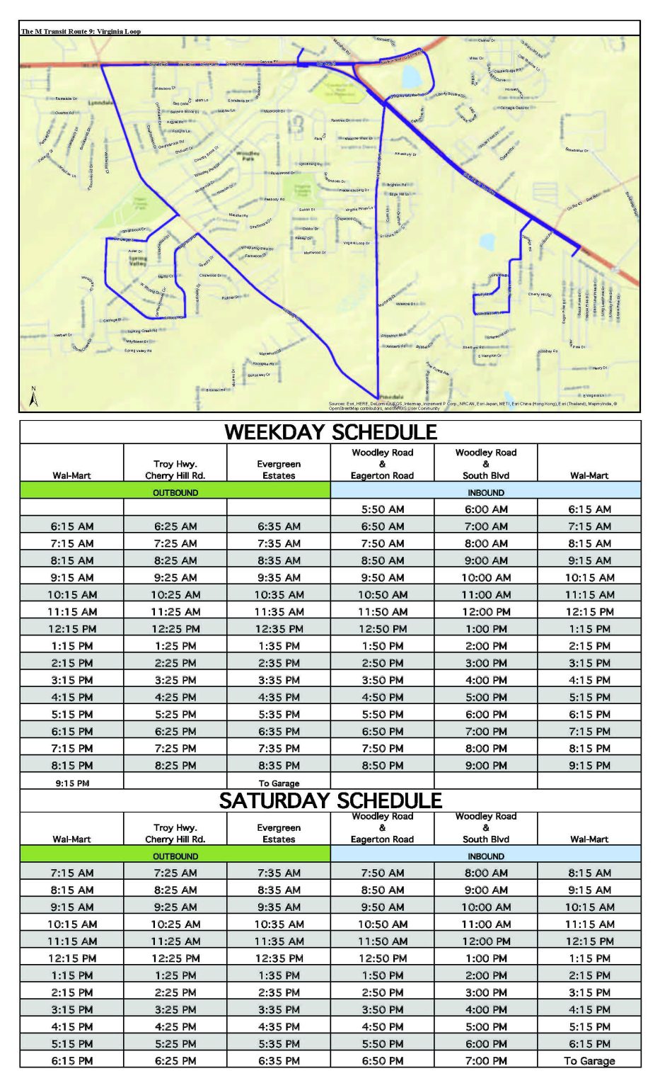 Route 9 Virginia Loop – Montgomery Transit – The M
